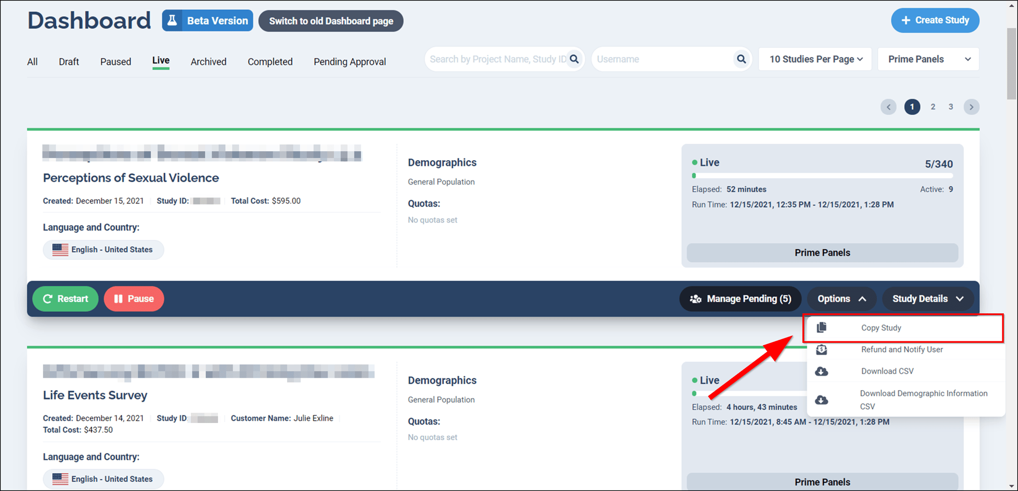 Copying a Prime Panels Study