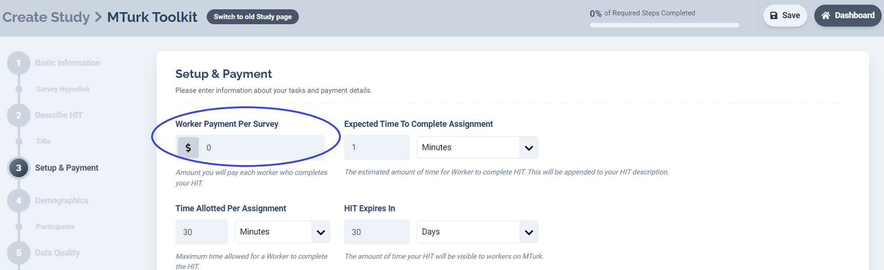 Setting up the HIT and Payment